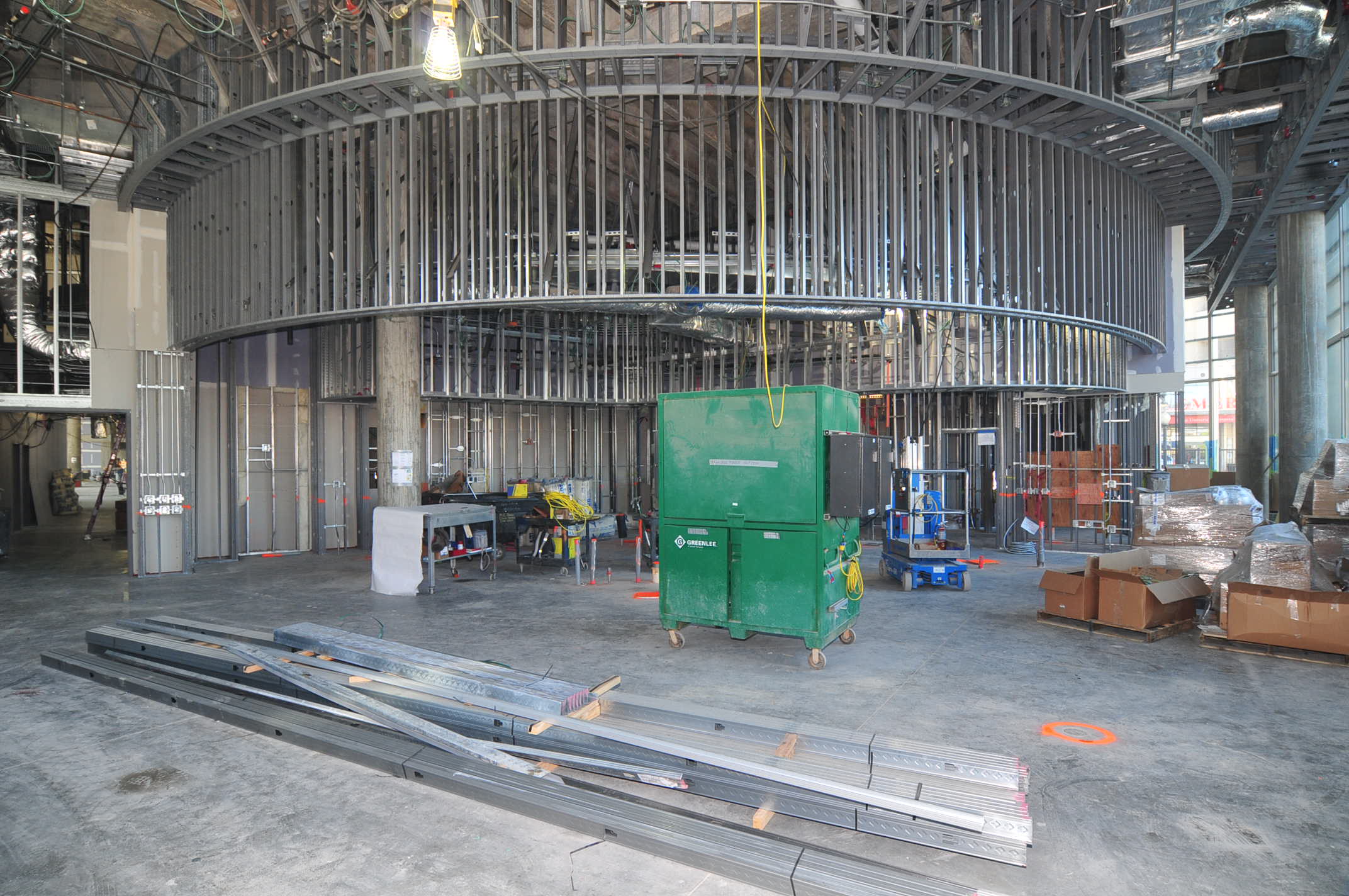 Cafe Interior Framing in progress - Precision Walls Inc.